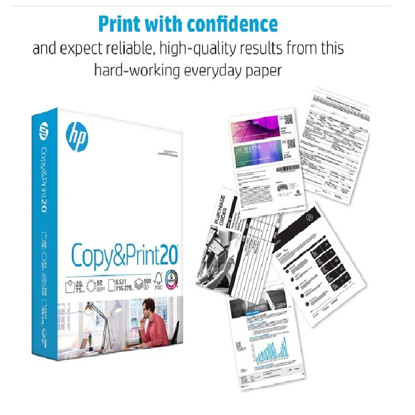 HP Printer Paper, 8.5 x 11 Paper, Copy &Print 20 lb, 1 Ream Case - 500 ...