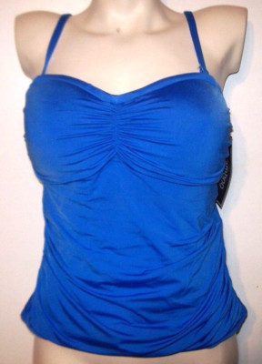 NEW 2Bamboo 34 D royal blue ruched bikini swimsuit tankini top ...