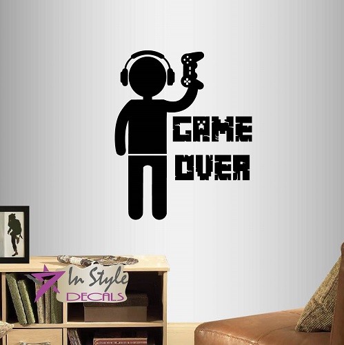 Vinyl Decal Game Over Gamer Controller Video Games Teen Boys Wall ...