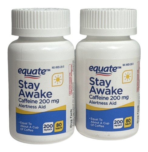 2x EQUATE Stay Awake Caffeine Alertness Aid - 80 Tablets 681131928410 ...