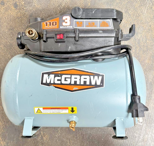 MCGRAW 3 Gallon Hotdog Air Compressor 1/3 HP 110 PSI Low Profile Oil ...