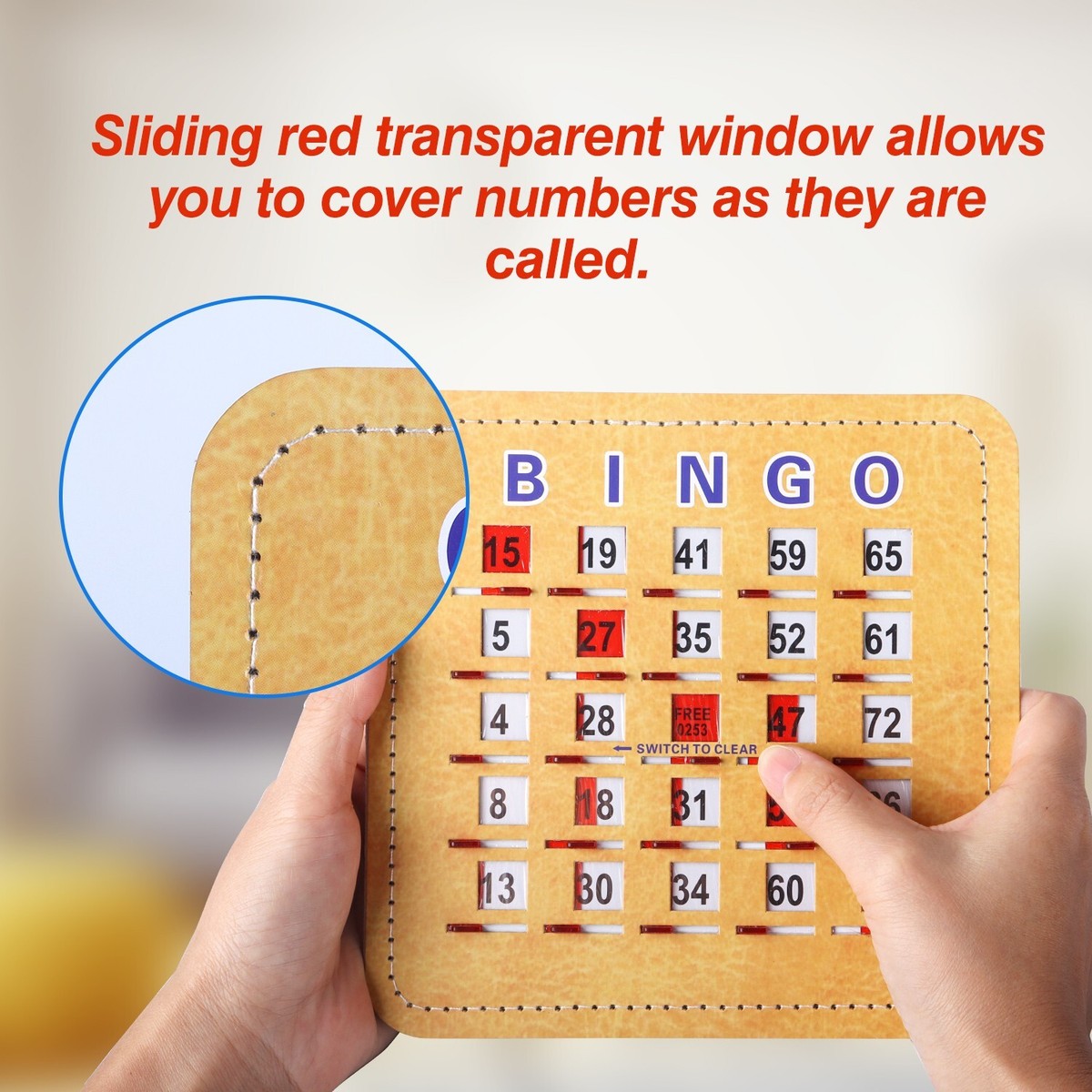 25-Pack Stitched Reusable Shutter Slide Bingo Cards with ...