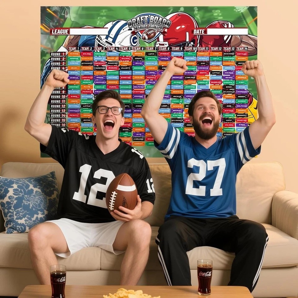 Fantasy Football Draft Board 2025-2026 Season - Extra Large Fantasy ...