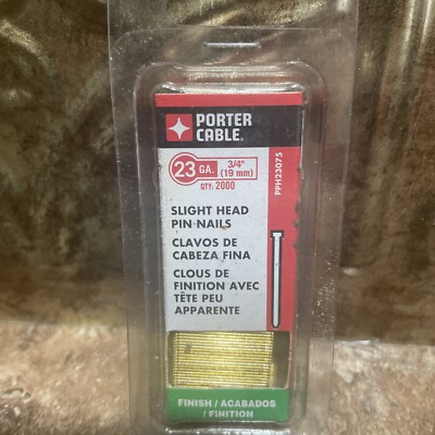 2 Pack PORTER CABLE PPH23075 3/4" Slight Head Pin Nails 23GA (2000 per ...