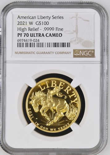 2021 W 1 Oz GOLD $100 Branco American Liberty High Relief Proof Coin ...