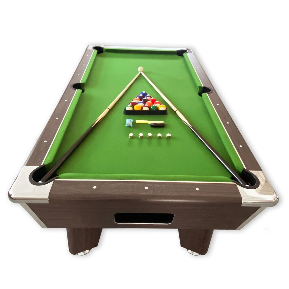 7FT Coin Operated Pool Table Billiards green with accessories ...