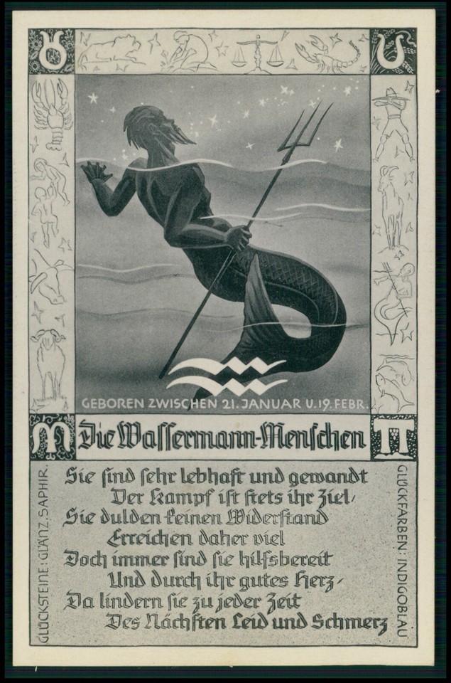 art Zodiac astrology signs original old 1920-1930s postcard lot set of ...