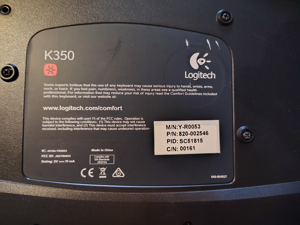 Logitech MK550 Comfort Wave K350 Keyboard / M510 Mouse With Receiver ...