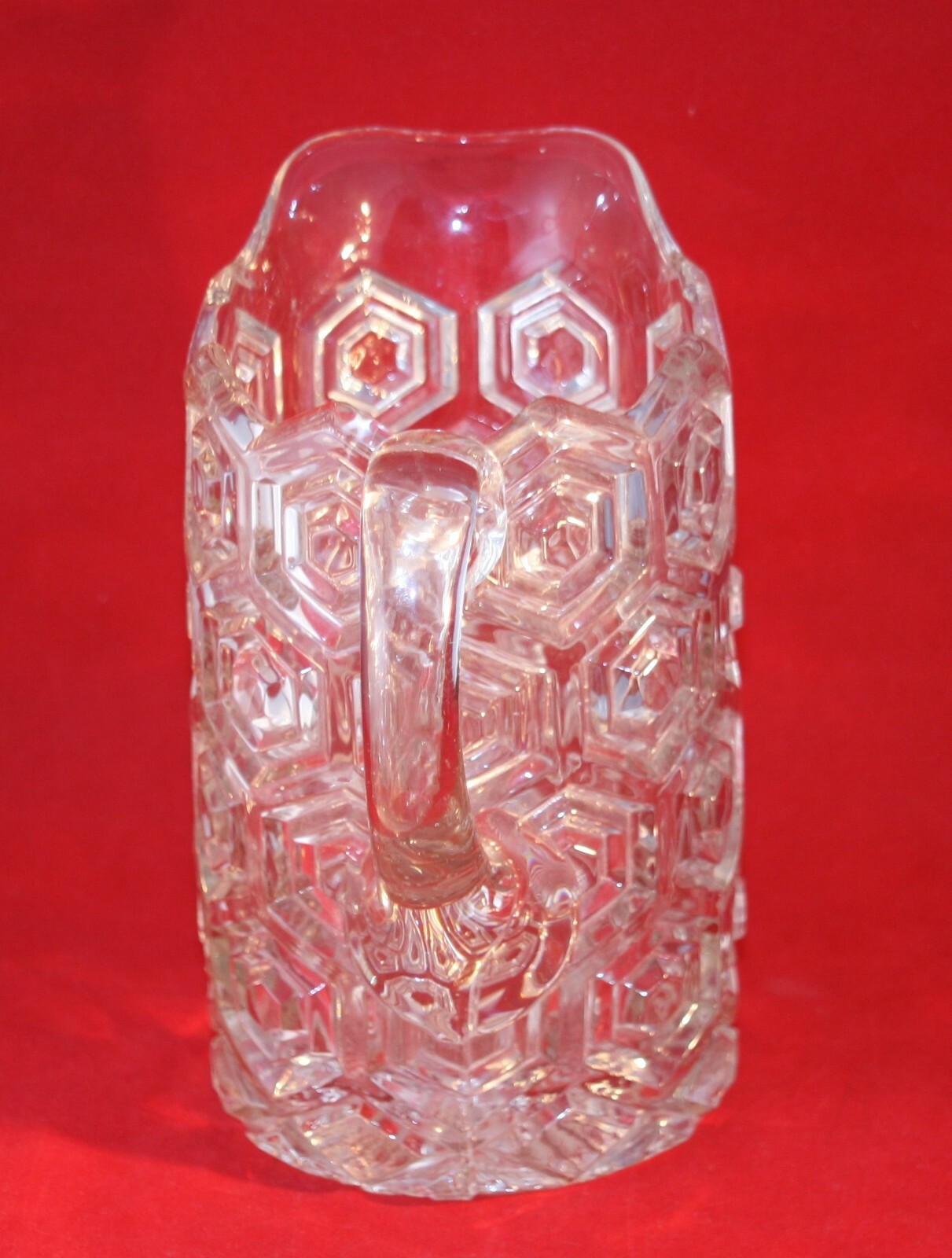 EAPG Antique Dalzell Gilmore & Leighton Glass Pitcher Hexagon Bullseye ...