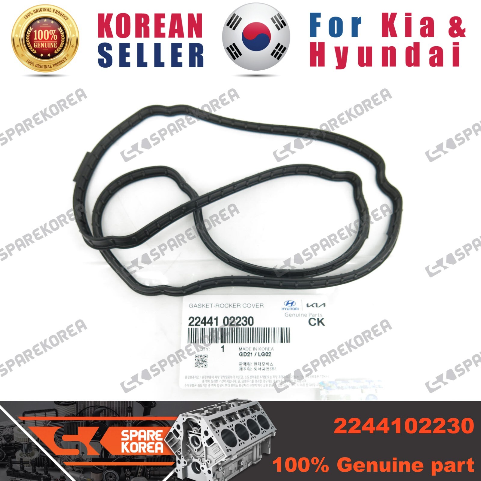 Genuine/OEM 2244102230 GASKET-ROCKER COVER for Kia Morning (Picanto) | eBay