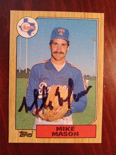MIKE MASON 1987 Topps # 646 Autographed signed baseball card RANGERS 87 ...