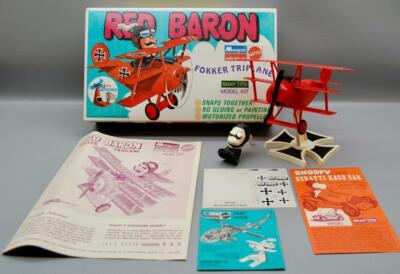 VINTAGE 1971 MATTEL MONOGRAM RED BARON FOKKER TRIPLANE SNAP-TITE MODEL ...