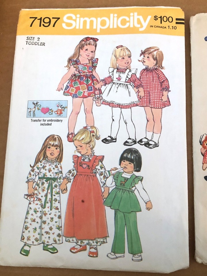 2 Vintage Simplicity Toddler Jumper McCall Gown Patterns 7197 2189 Sz ...