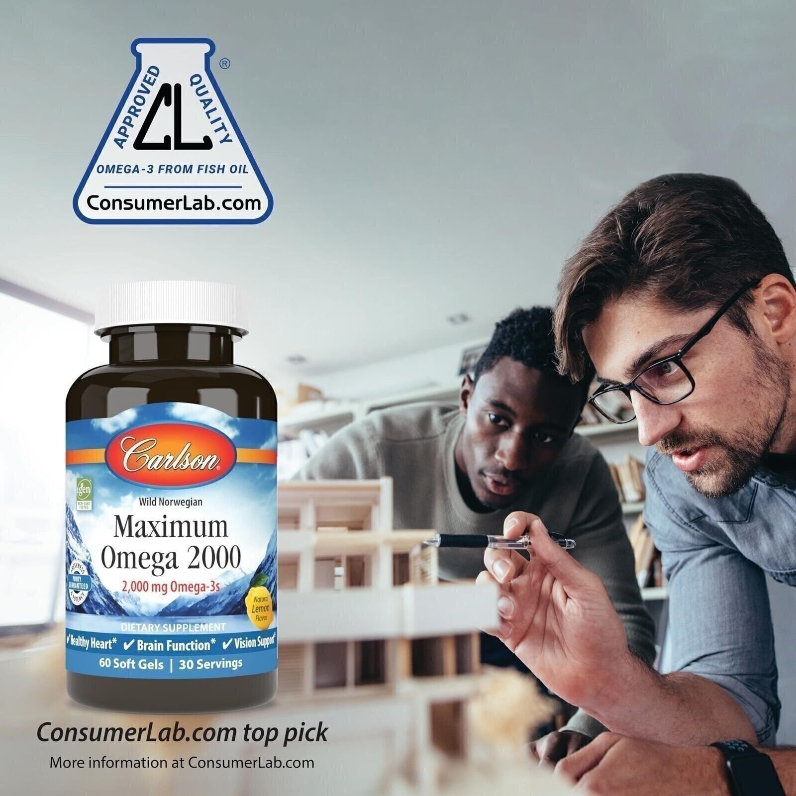 Carlson - Maximum Omega 2000, 2000 mg Omega-3 Fatty Acids Including EPA ...