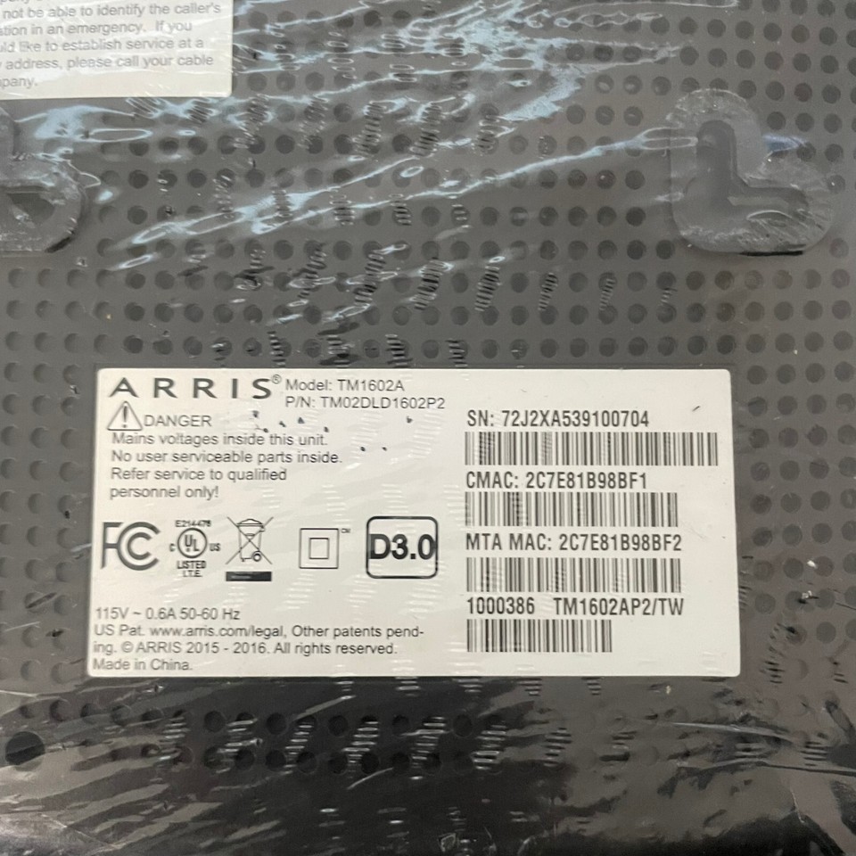 Arris Touchstone TM1602 Telephony Cable Modem16x4 Docsis 3.0 | eBay