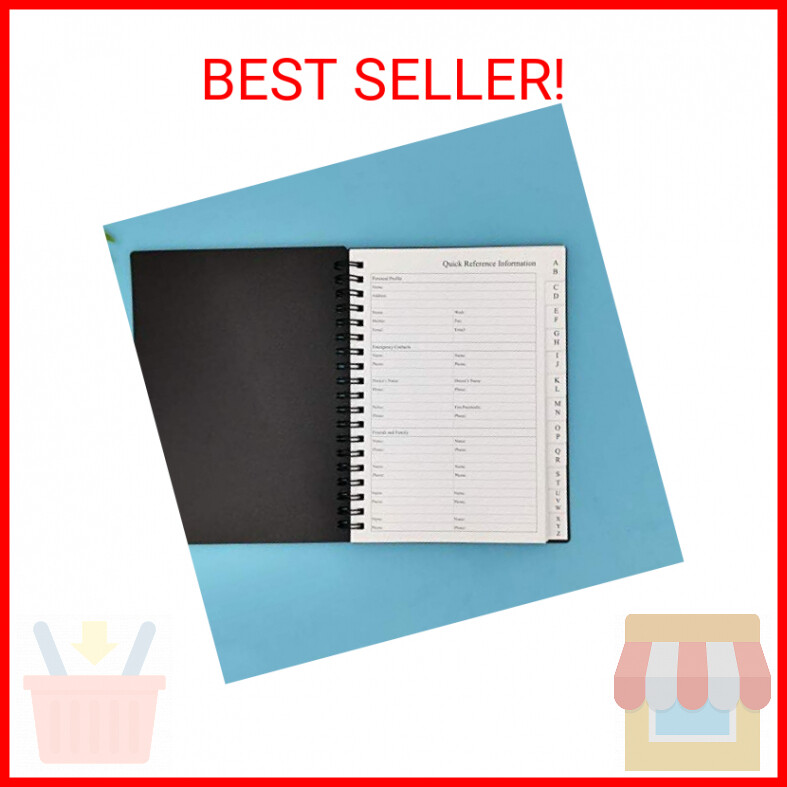 Nokingo Spiral Password Book with Tabs - 5x7 inch Password Organizer ...