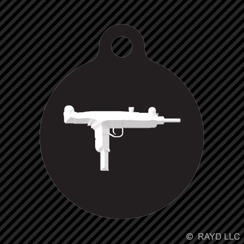 UZI Keychain Round with Tab dog engraved many colors Snake Eyes SMG | eBay