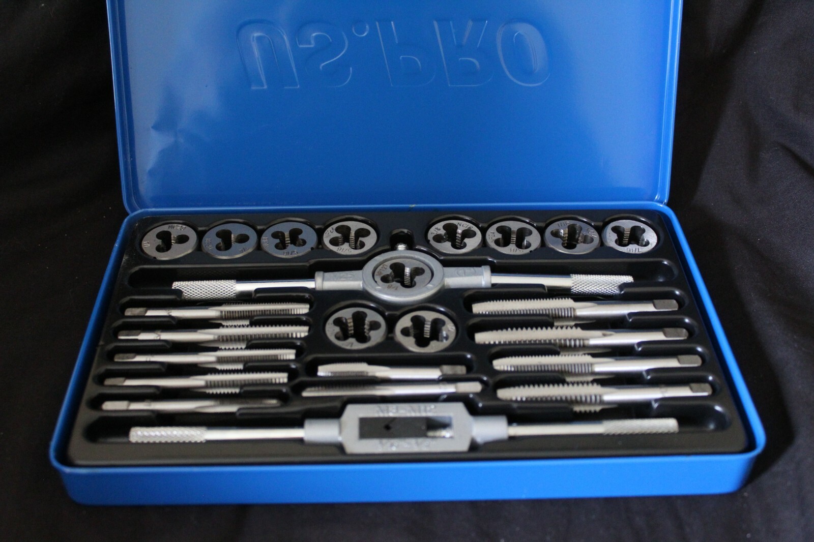 US PRO UNC UNF Tap and Die Set 1/4, 5/16, 3/8, 7/16 & 1/2 24pc 2621 ...