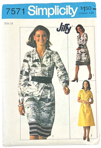 Simplicity Sewing Pattern 7571 Misses' Jiffy Dress Size 14 Uncut 1976 ...