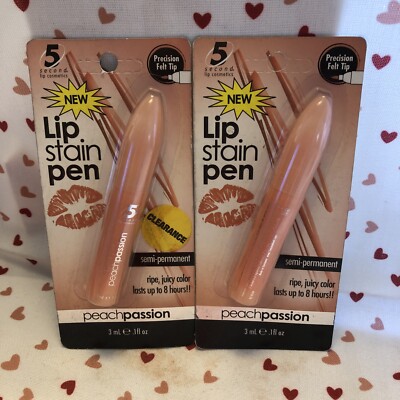 2x 5 Second Lip Stain Pen Precision Felt Tip Peach Passion | eBay
