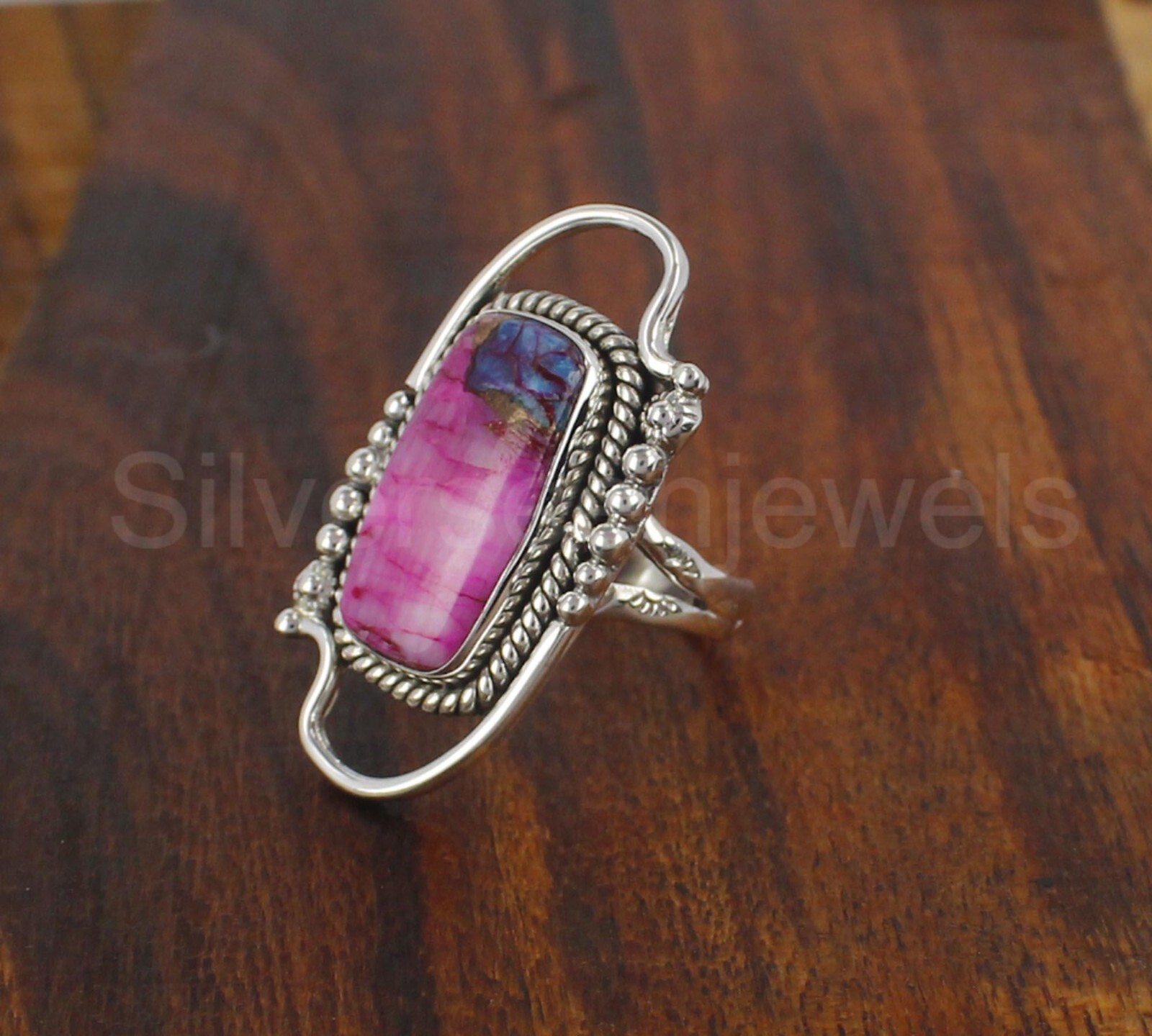 Pink Turquoise Ring, 925 Sterling Silver Ring Design Band Ring, For ...