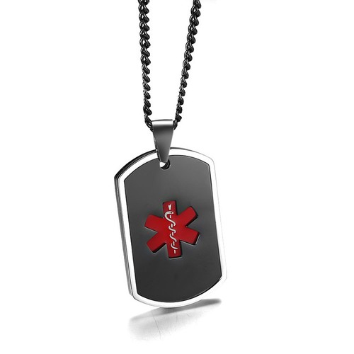SOS Medical Alert ID Name Dog Tag Men Women Necklace Pendant Customize ...