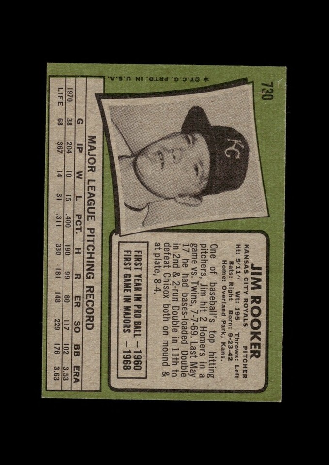 1971 Topps Set-Break #730 Jim Rooker EX-EXMINT *GMCARDS* | eBay