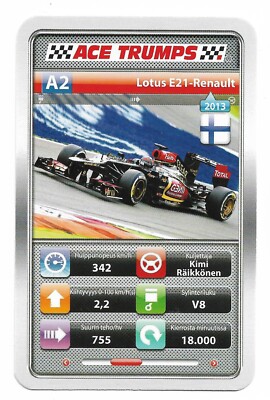 2014 Ace Trumps F1 Formula 1 Playing cards Finnish #A2 Kimi Raikkonen ...
