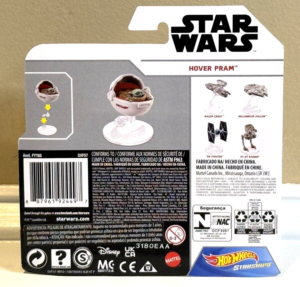 Star Wars Hot Wheels Starships The Mandalorian the Child Hover Pram ...