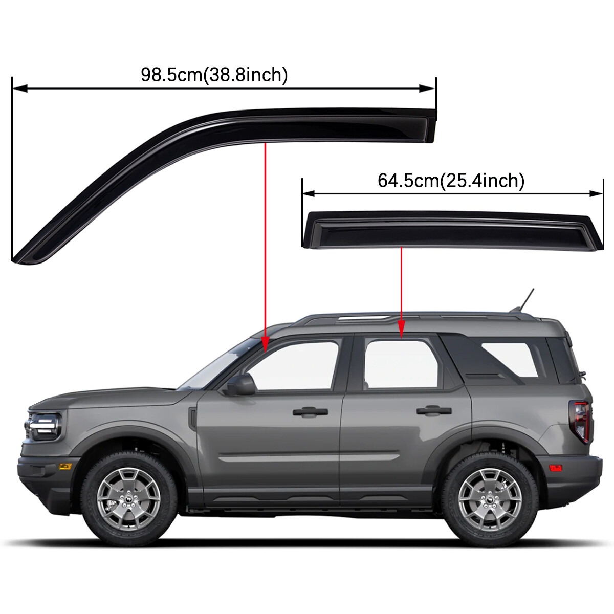 For 2021-2023 Ford Bronco Sport Rain Guard Window Vent Visor Tape-on ...