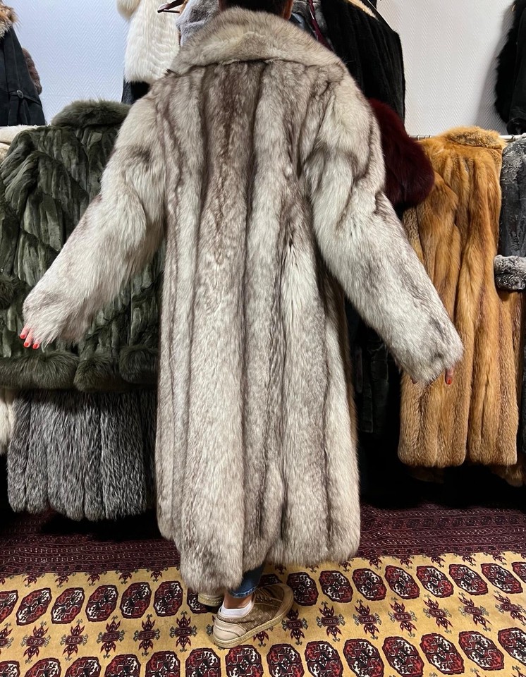 Blue Fox Fur Coat Real Fur Volpe Size 38-42 | eBay
