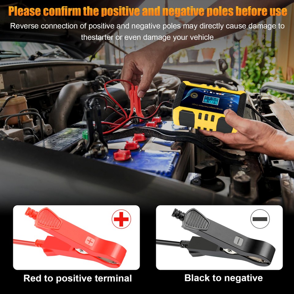 12V 6A Car Battery Charger Maintainer Auto Trickle RV For Truck ...