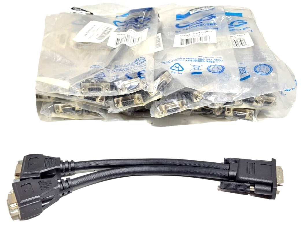 LOT OF 10- C2G # 38065 9in One LFH-59 (DMS-59) Male to Two HD15 VGA ...