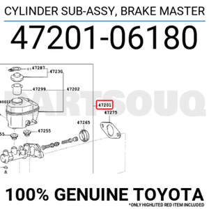 4720106180 Genuine Toyota CYLINDER SUB-ASSY, BRAKE MASTER 47201-06180 ...