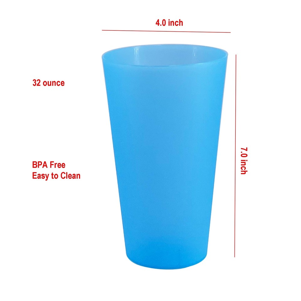 32 oz Large Plastic Cups, Durable Plastic Drinking Glasses set of 12 ...