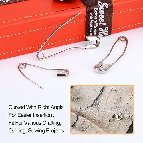 160 Pieces Curved Safety Pins Quilting Basting Pins with Plastic Cases ...