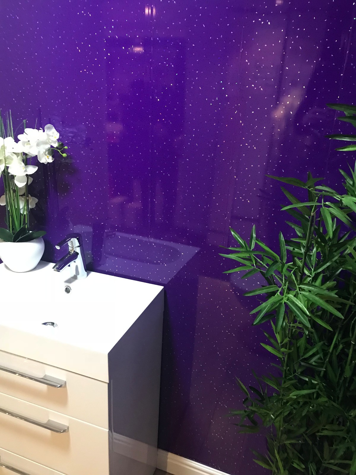 Purple Sparkle PVC Cladding Bathroom Shower Ceiling Panels Wet Wall ...