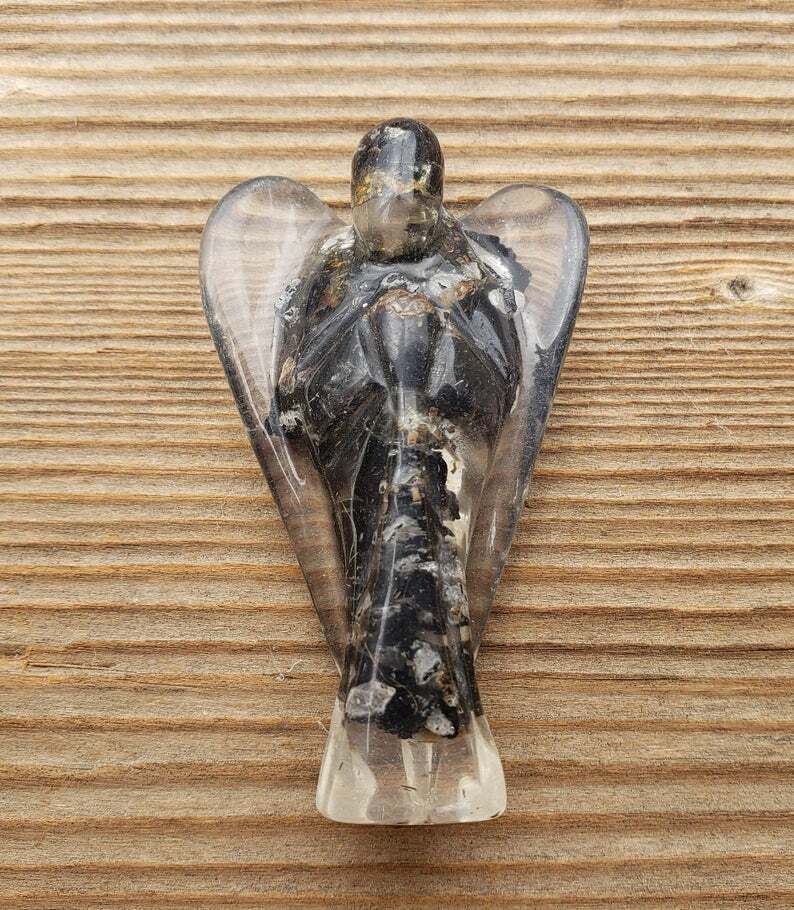 2 INCH BLACK TOURMALINE ORGONE GEMSTONE ANGEL ORGONITE | eBay
