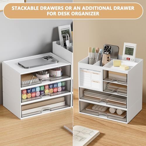 Desk Organizer Drawer, Clear Plastic Desk Added Drawers for B/C/D Style ...