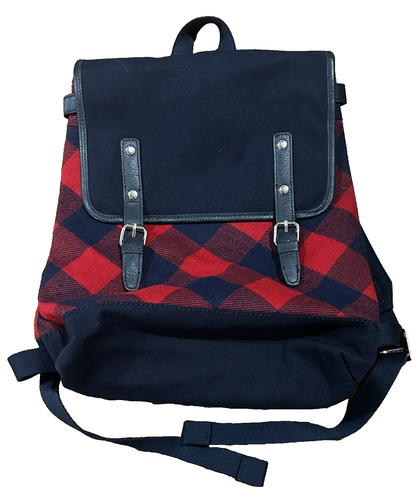 Lands End Red Black Buffalo Check Flannel Canvas Backpack | eBay