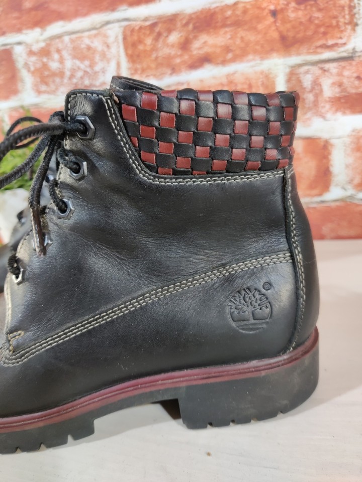 WOMENS TIMBERLAND UK 5 US 7M BLACK RED WOVEN LACE UP 5 EYELET CASUAL ...