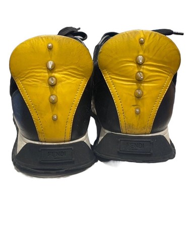 Auth FENDI Monster Bugseye Sneakers Black Logo UK7 EU41 US8 Leather Men | eBay