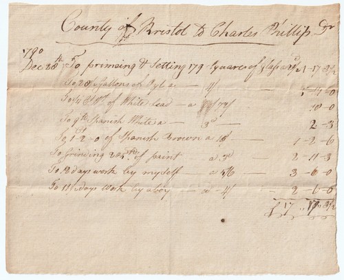 1790 Manuscript Document - Setting 179 Squares Glass 20 Gallons Paint ...