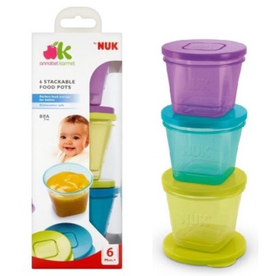 NUK Stackable Food Storage Pots (6 Pots) BPA-Free by Annabel Karmel ...