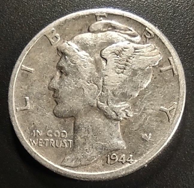 1944 P Mercury Dime no Mint Mark 90% Silver US Coin Philadelphia Mint ...