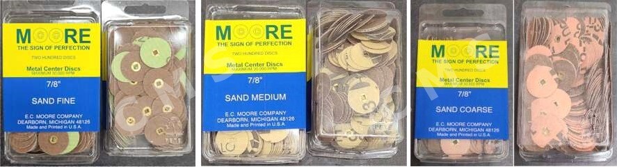 E.C. MOORE Abrasive Snap-On Press-On Discs Paper 7/8" SAND 200/PK MADE ...