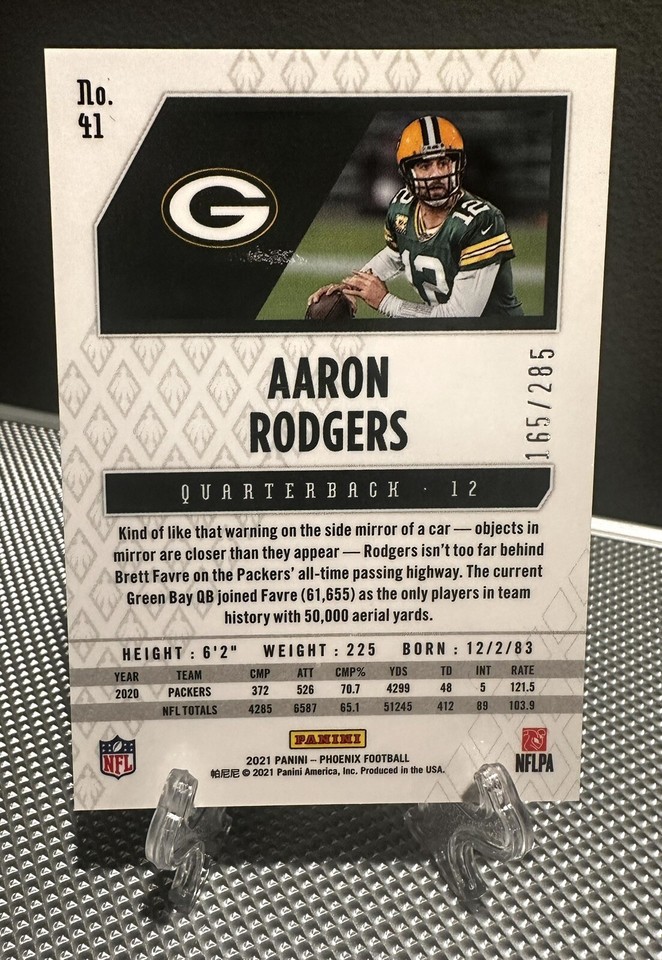 2021 Phoenix AARON RODGERS #/285 Red Lazer SP Base Parallel🔥NFL Packers ...