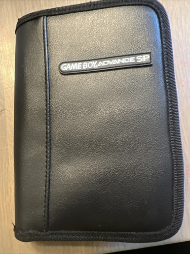 Nintendo GameBoy Advance SP Carrying Case Black FAUX LEATHER Travel Zip ...