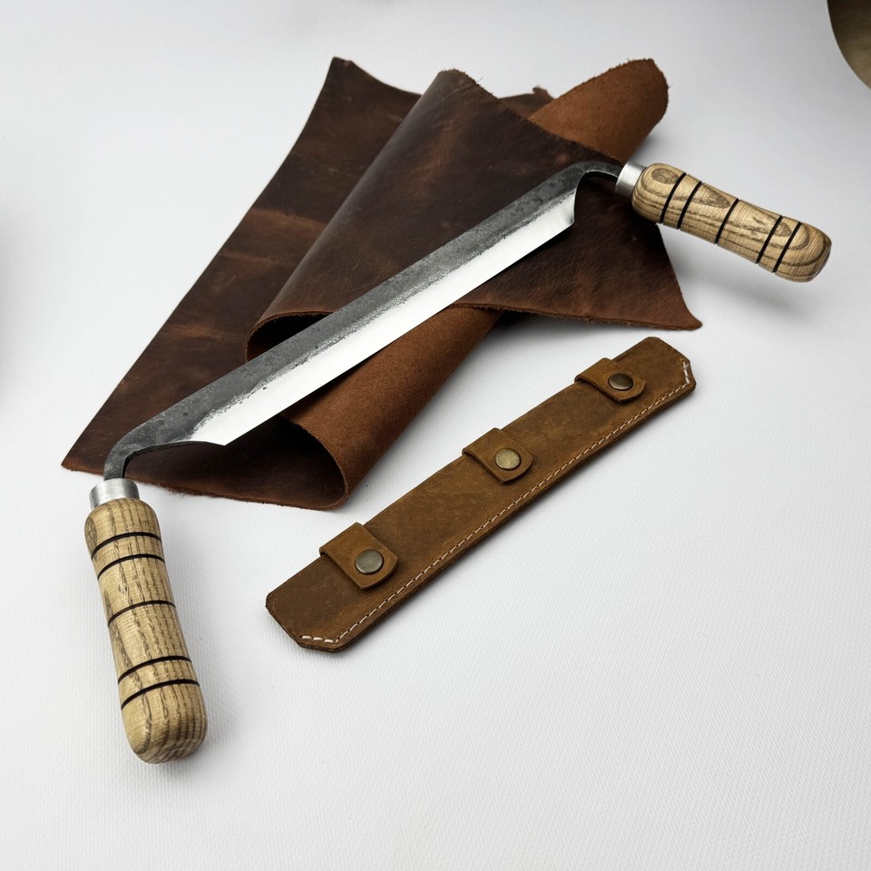 Draw Knife – Hand-Forged 52100 Carbon Steel, Ash Handles, Ready for ...