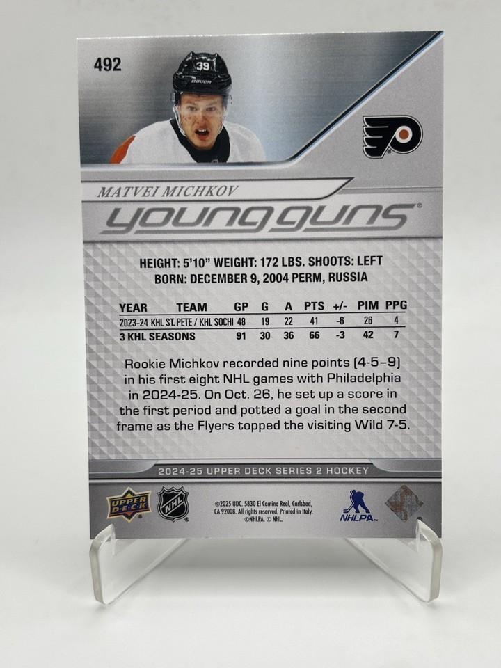 Matvei Michkov 2024 Upper Deck Young Guns Rookie Card RC | eBay UK